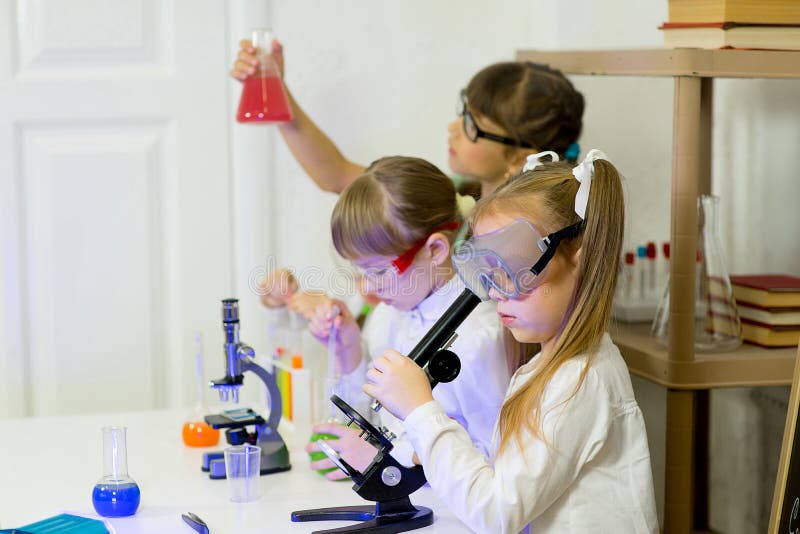 Kids Making Science Experiments Stock Image - Image of child, glass ...