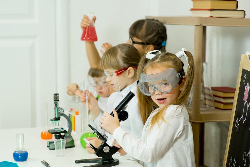 Kids Making Science Experiments Stock Image - Image of chemistry ...