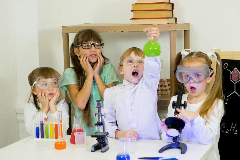 Kids Making Science Experiments Stock Image - Image of glass, knowledge ...