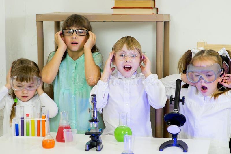 Kids Making Science Experiments Stock Image - Image of girl, biology ...