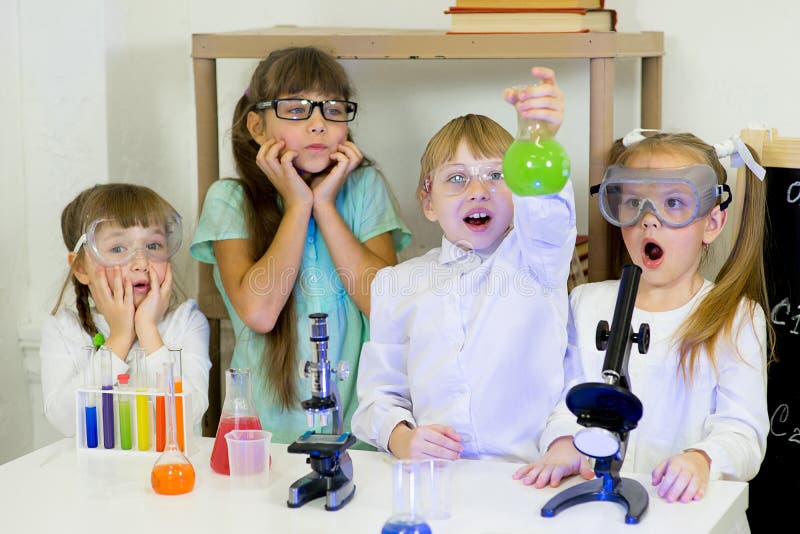 Kids Making Science Experiments Stock Image - Image of fire, chemical ...