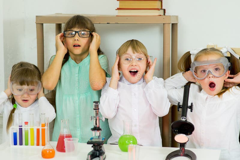 Kids Making Science Experiments Stock Photo - Image of chemistry, child ...