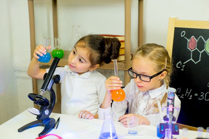 Kids Making Science Experiments Stock Photo - Image of learning ...
