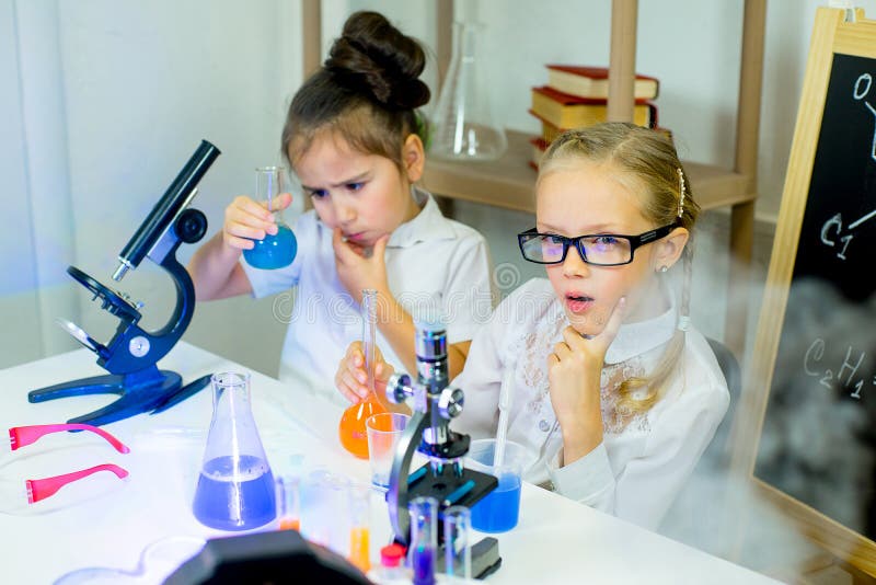 Kids Making Science Experiments Stock Image - Image of female, biology ...