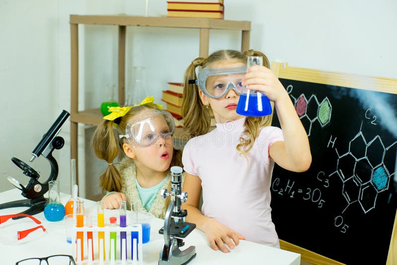 Kids Making Science Experiments Stock Image - Image of pediatrics, fire ...