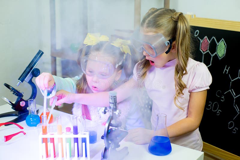 Kids Making Science Experiments Stock Image - Image of chemist, health ...