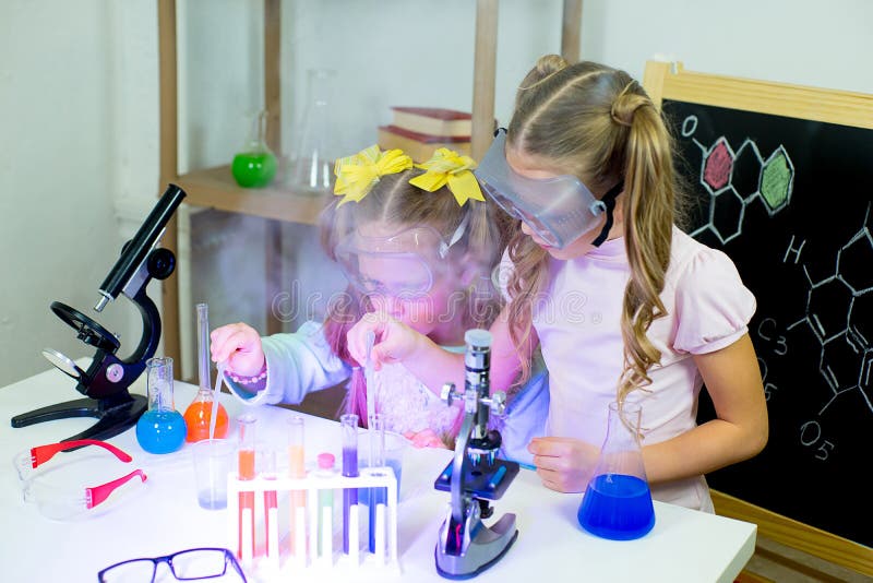 Kids Making Science Experiments Stock Image - Image of learning ...