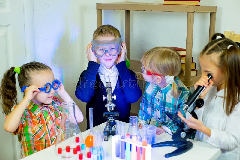 Kids Making Science Experiments Stock Image - Image of health ...