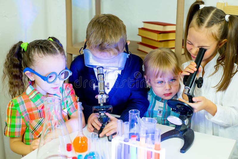 Kids Making Science Experiments Stock Photo - Image of bottle, learning ...