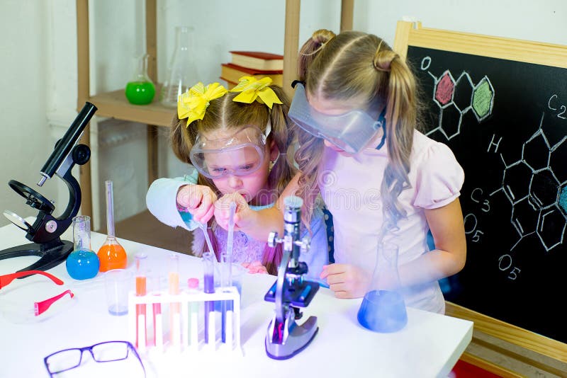 Kids Making Science Experiments Stock Image - Image of medicine ...