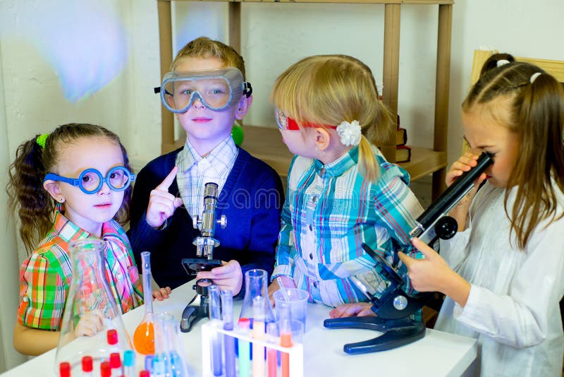 Kids Making Science Experiments Stock Photo - Image of learning ...