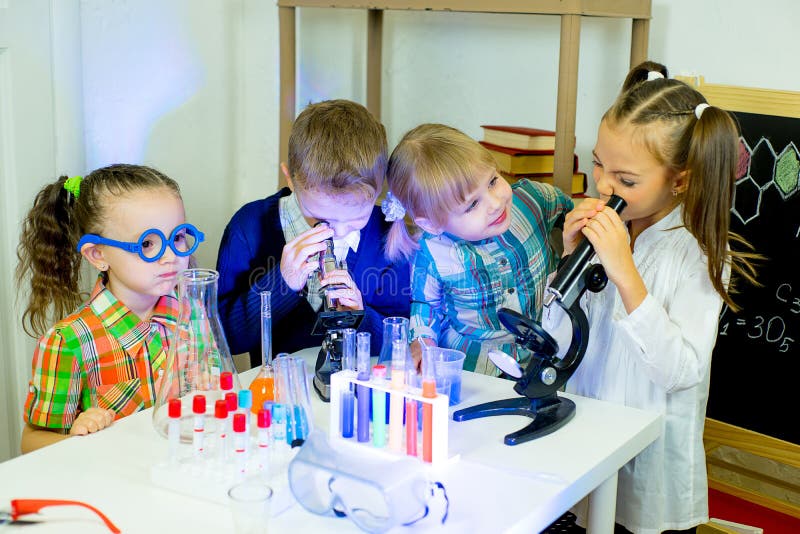 Kids Making Science Experiments Stock Image - Image of emotional ...