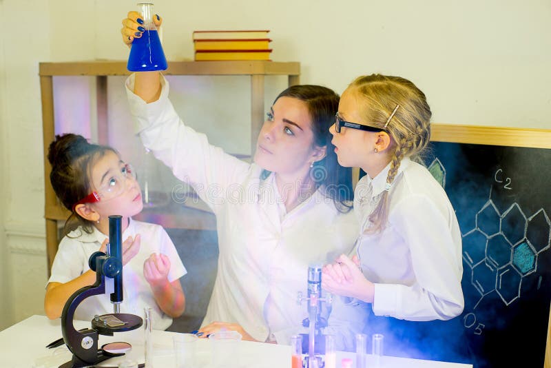 Kids Making Science Experiments Stock Image - Image of explosion, group ...