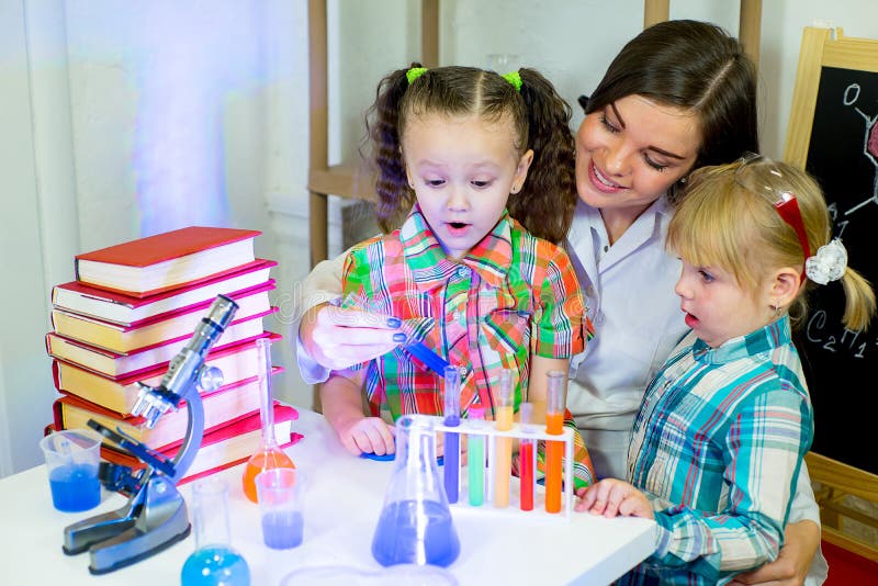Kids Making Science Experiments Stock Photo - Image of discovery ...