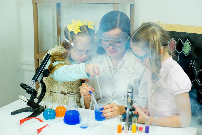 Kids Making Science Experiments Stock Photo - Image of child, medicine ...