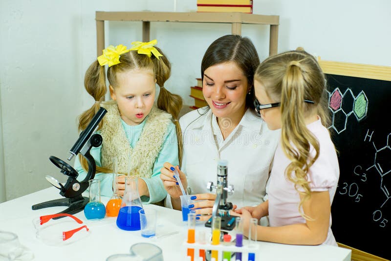 Kids Making Science Experiments Stock Image - Image of biotechnology ...