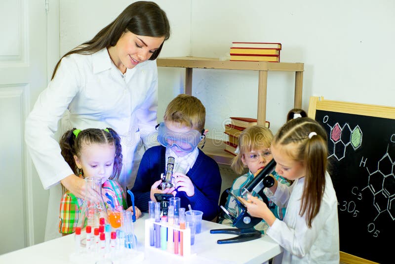 Kids Making Science Experiments Stock Image - Image of equipment ...