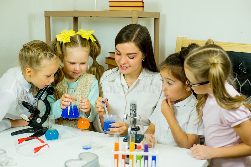 Kids Making Science Experiments Stock Photo - Image of girl, emotional ...