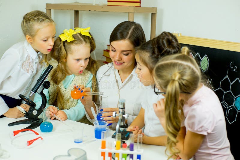 Kids Making Science Experiments Stock Image - Image of equipment ...