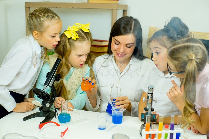 Kids Making Science Experiments Stock Photo - Image of clever ...