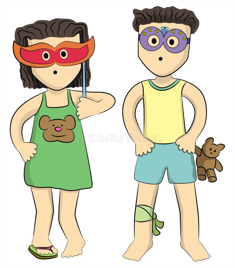 Kids with mask stock illustration. Illustration of pretend - 23974078