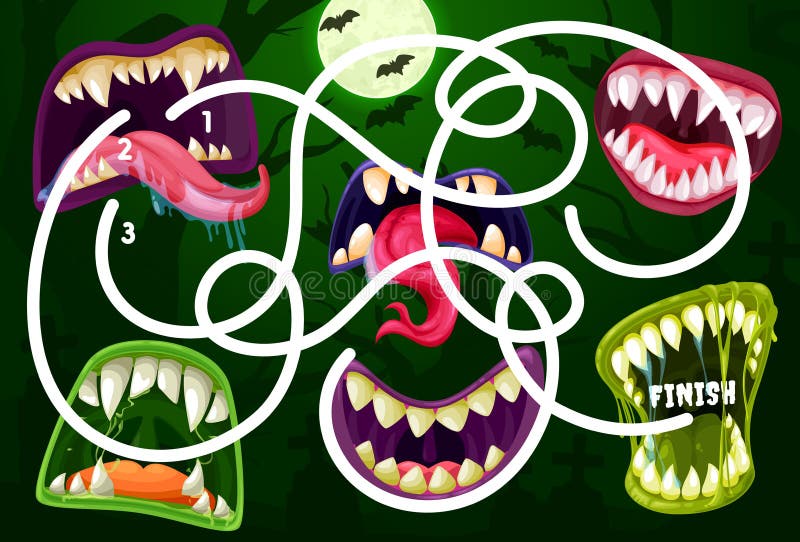 Kids Maze Game with Monster Mouths, Labyrinth Stock Vector ... Kids Maze Game with Monster Mouths, Labyrinth Stock Vector ...