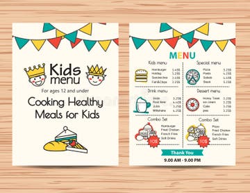 Kids Meal Menu Vector Template ,Restaurant Menu Design Stock Vector ...