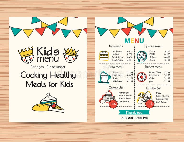 Kids Meal Menu Vector Template ,Restaurant Menu Design Stock Vector ...