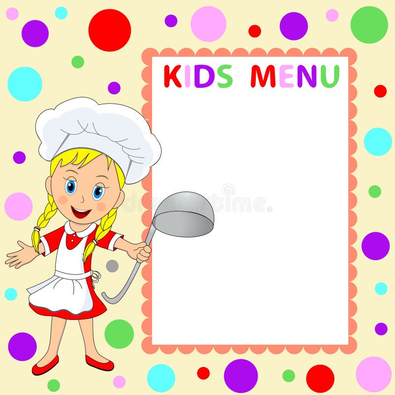 Kids menu stock vector. Illustration of smile, girl, dinner - 60094037
