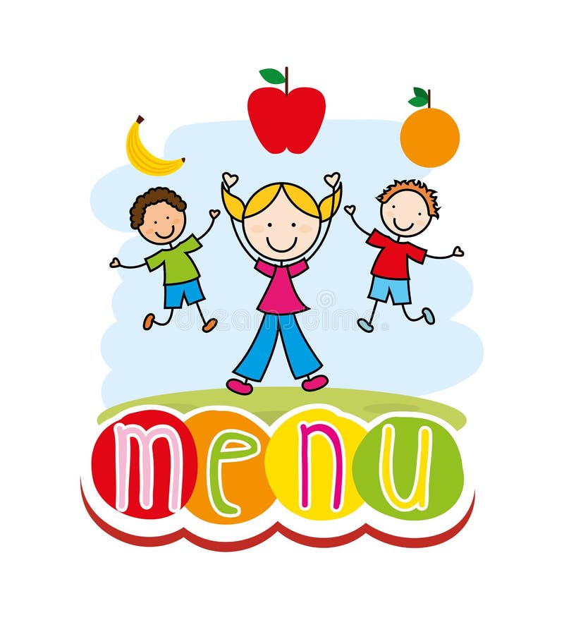Kids menu design stock illustration. Illustration of childrens - 64592200