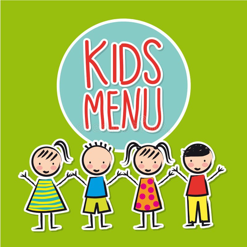 Cute Colorful Kids Meal Menu Vector Template with Happy Boy and Stock ...