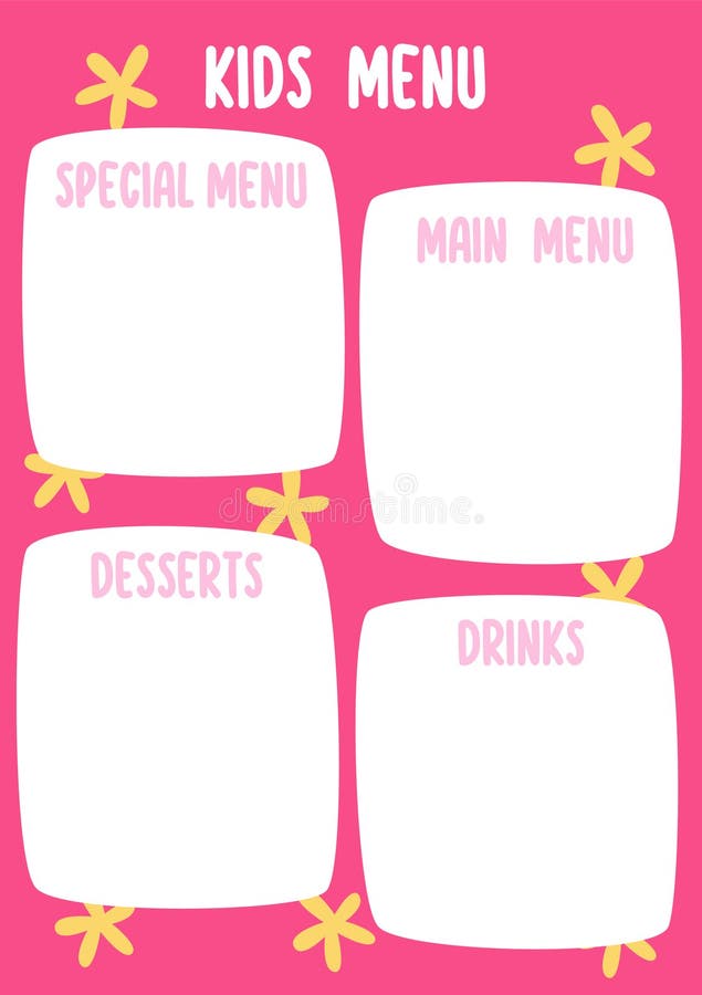 Kids Menu Page stock vector. Illustration of worksheet - 319171545