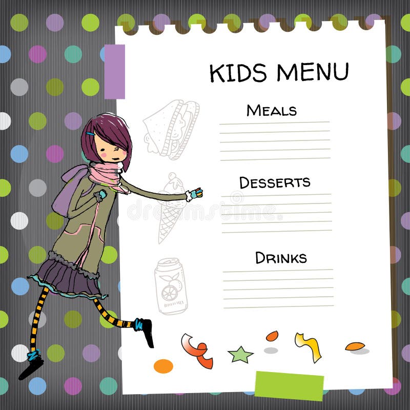 Kids menu vector template stock vector. Illustration of childrens ...