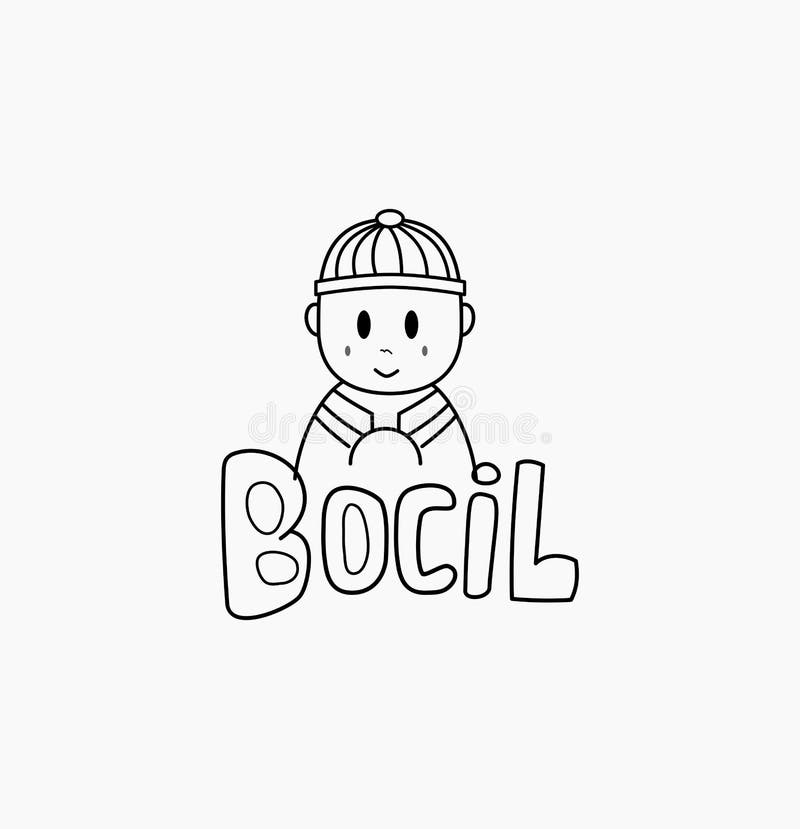 Kids Mono Line Logo Illustration Design Template Stock Vector ...