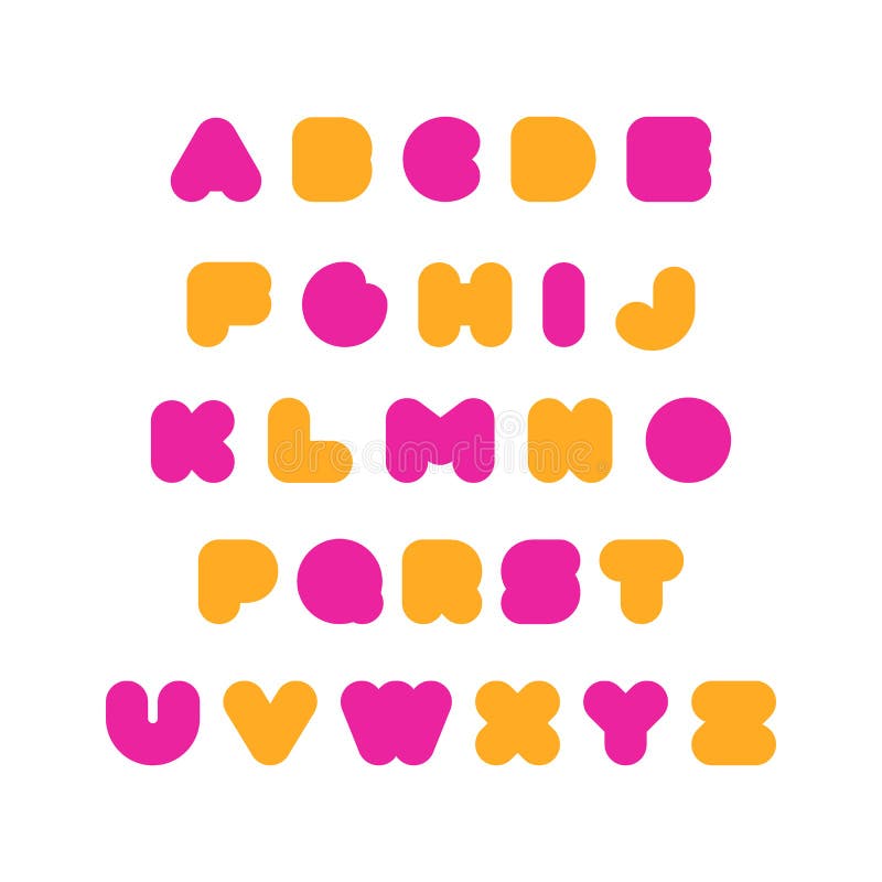 Kids Multi-colored Rounded Bold English Font. Stock Vector ...