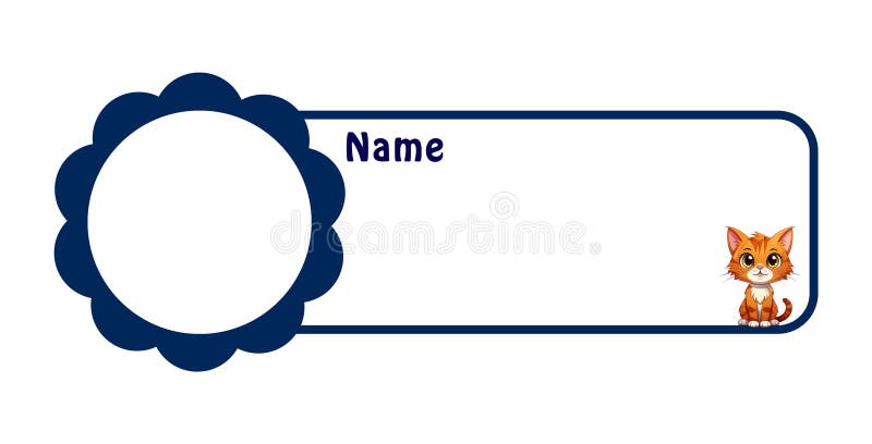 Kids Name Tag Sticker Blue Flower Shape Stock Photo - Illustration of ...