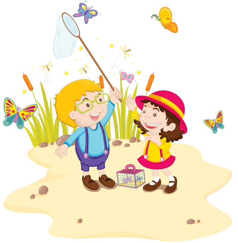 Kids in nature stock vector. Illustration of isolated - 10459475