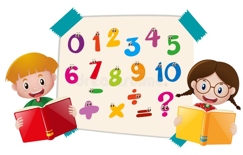 Kids and numbers on paper stock vector. Illustration of digit - 92493621