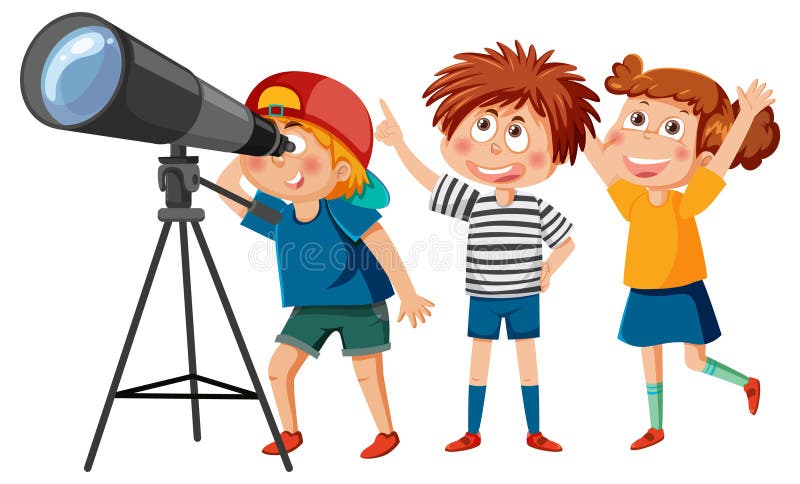 Kids Observing the Sky with a Telescope Stock Vector - Illustration of ...