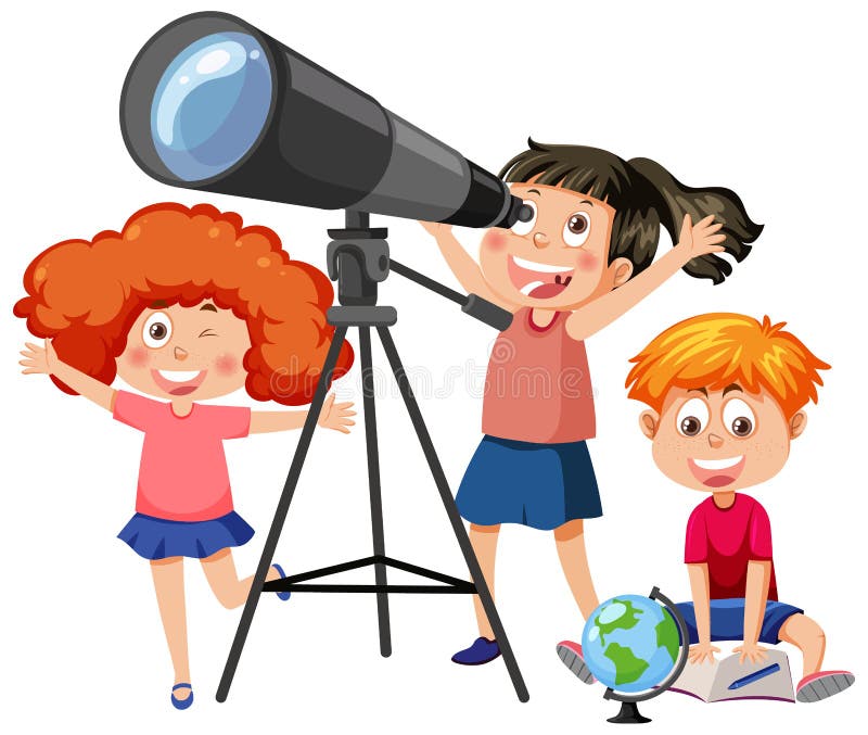 Kids Observing through Telescope Stock Vector - Illustration of ...