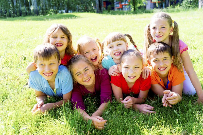 Kids outside in park stock image. Image of outdoor, green - 99758257
