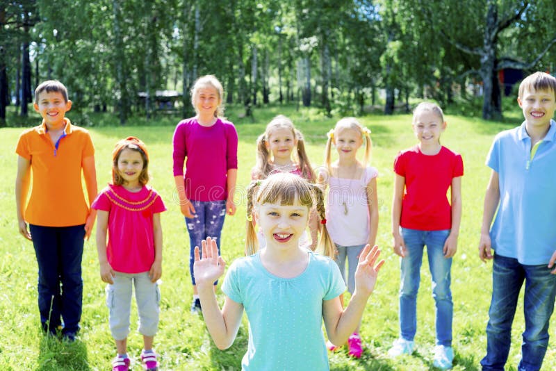 Kids outside in park stock image. Image of kids, meadow - 99823791