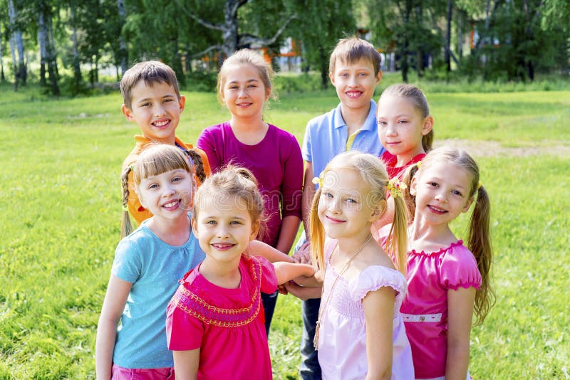 Kids outside in park stock photo. Image of smile, sunny - 99823974