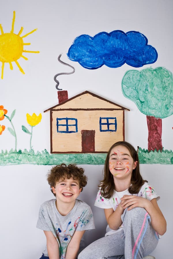 Kids painting stock photo. Image of happy, cloud, artistic - 4460636