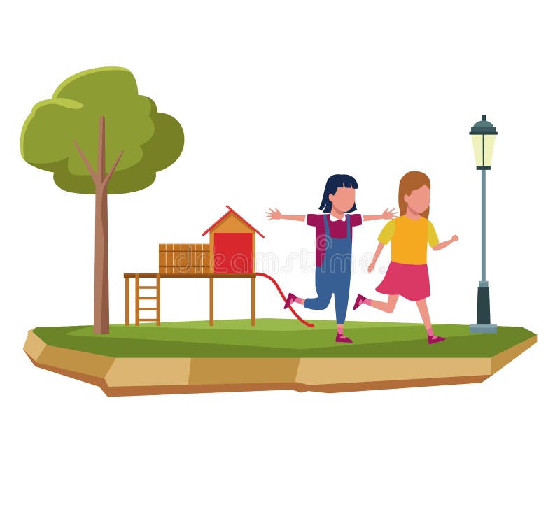 Kids at park stock vector. Illustration of lawn, natural - 126133647