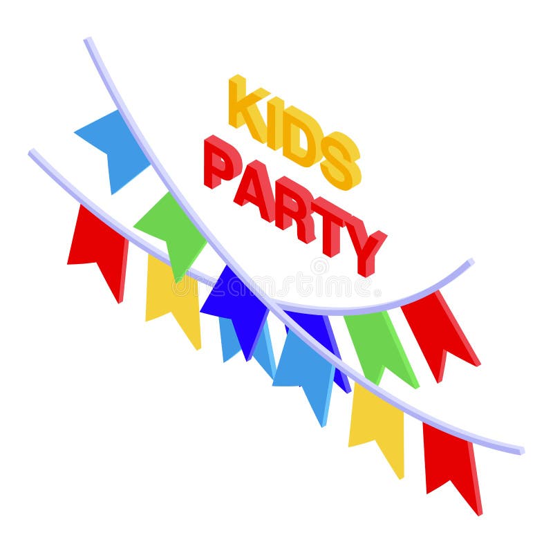 Kids Party Flags Icon Isometric Vector. Party Kids Stock Vector ...