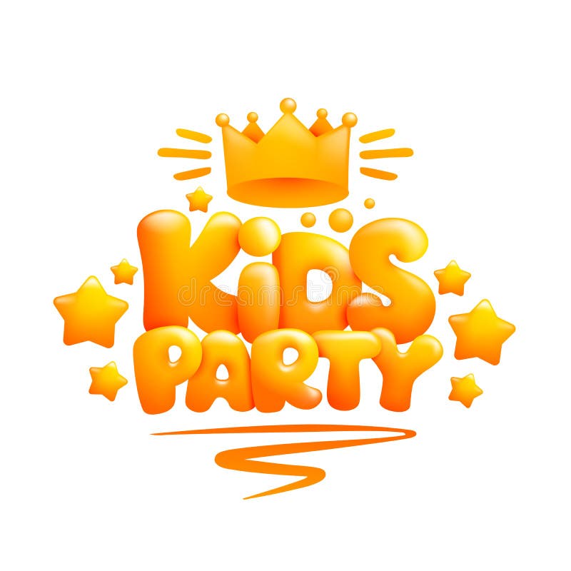 Kids Party Title Design Template in 3d Cartoon Style Stock Illustration ...