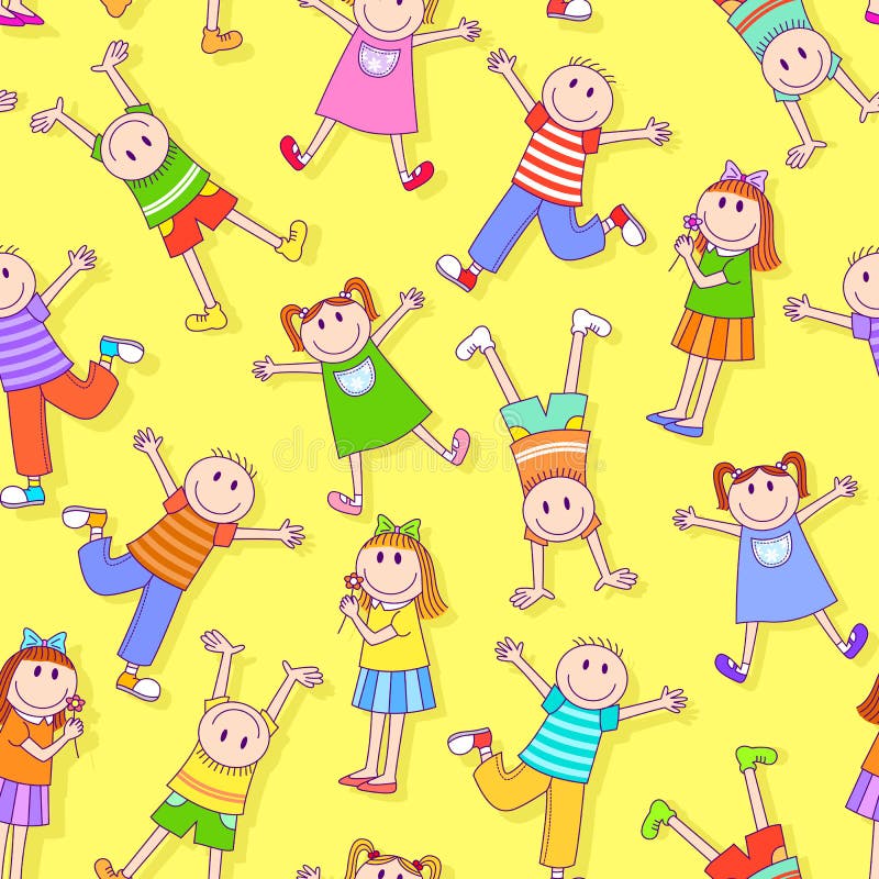 Kids pattern stock vector. Illustration of girls, smiling - 21961509