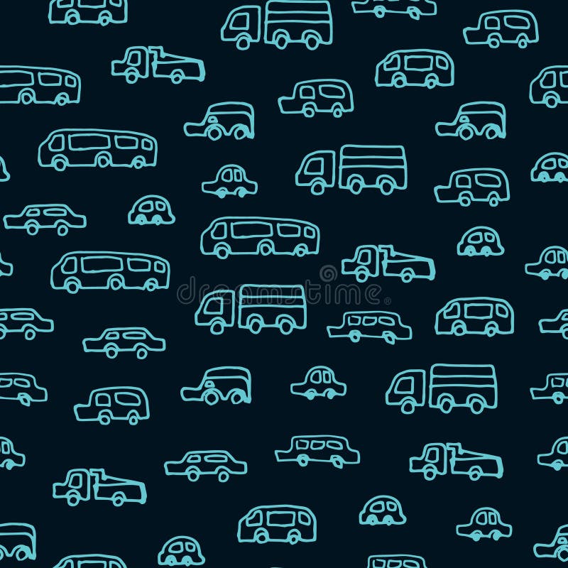 Kids Pattern with Cars. Seamless Background in Doodle Style Stock ...