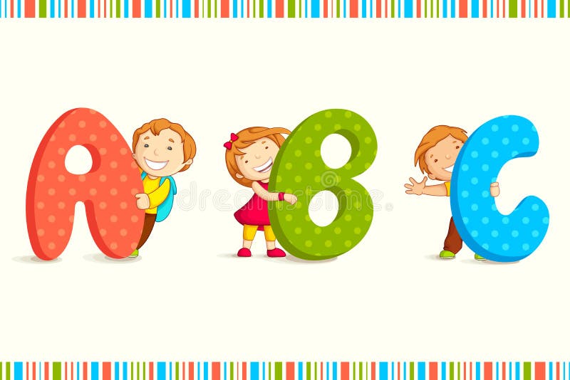 Kids peeping behind ABC stock vector. Illustration of friends - 26188731